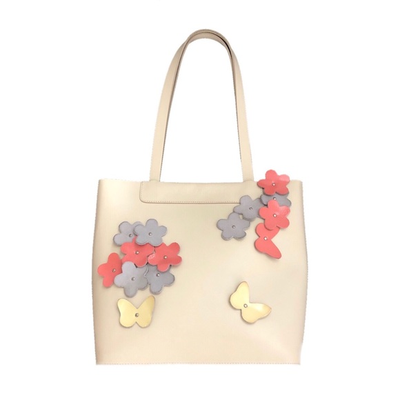 Lamarthe | Bags | Lamarthe Floral Butterfly Small Leather Tote Bag ...